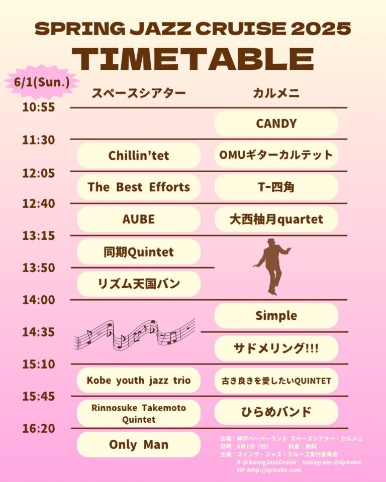 春JC2025タイムテーブル | Swing Jazz Cruise 公式サイト